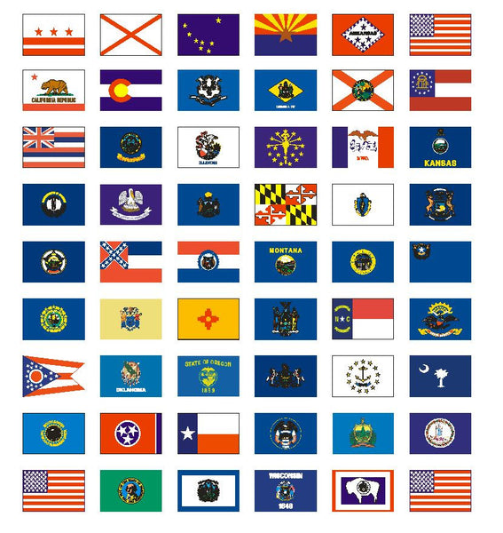 50 U.S. State Flag Stickers 1" x 1-1/2" Plus 4 more Free – Winter Park ...