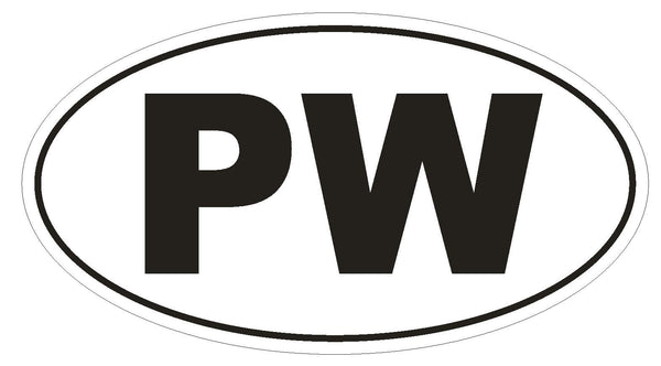 PW Palau Country Code Oval Bumper Sticker or Helmet Sticker D1067 ...