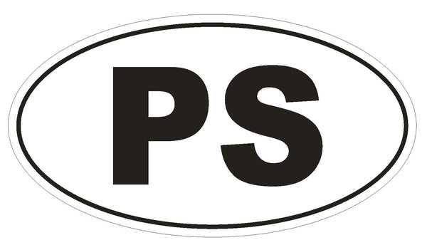 PS Palestinian Territory Country Code Oval Bumper or Helmet Sticker D1 ...