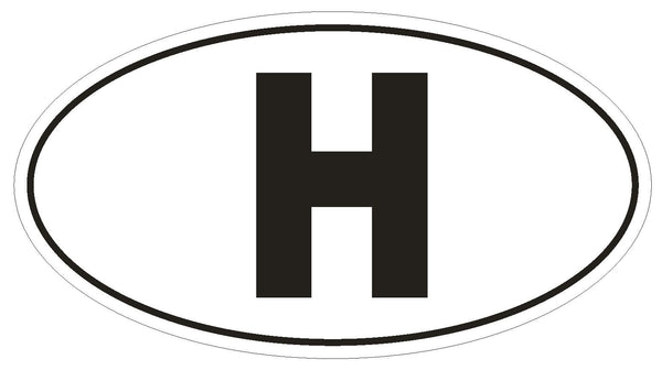 H Hungary Country Code Oval Bumper Sticker or Helmet Sticker D963 ...