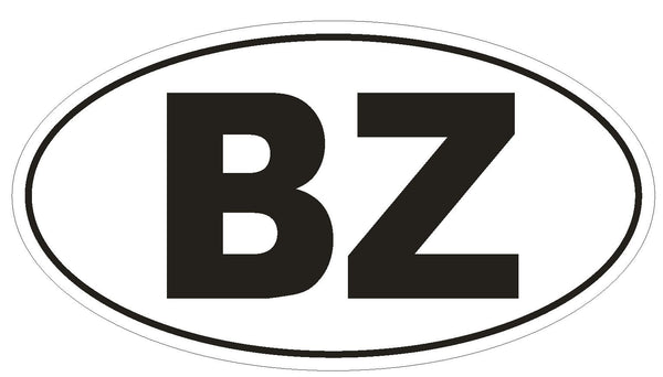 BZ Belize Country Code Oval Bumper Sticker or Helmet Sticker D900 ...