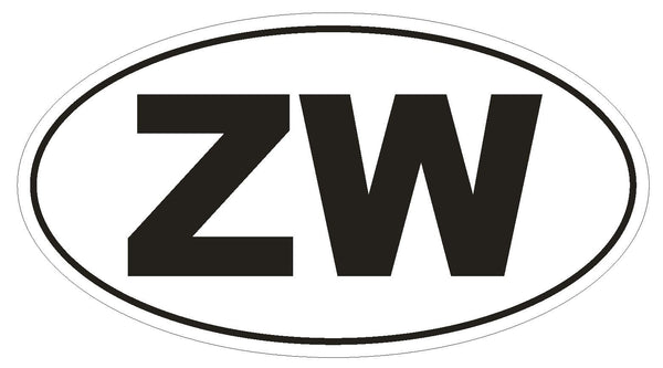 ZW Zimbabwe Country Code Oval Bumper Sticker or Helmet Sticker D1080 ...