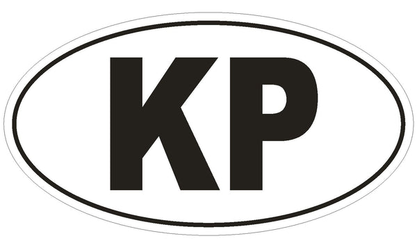 KP North Korea Country Code Oval Bumper Sticker or Helmet Sticker D103 ...