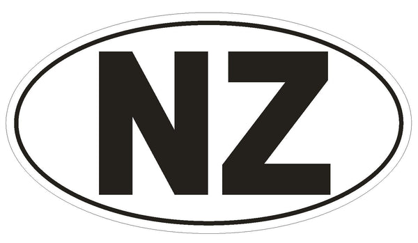 NZ New Zealand Country Code Oval Bumper Sticker or Helmet Sticker D960 ...