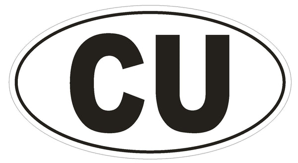 CU Cuba Country Code Oval Bumper Sticker or Helmet Sticker D969 ...