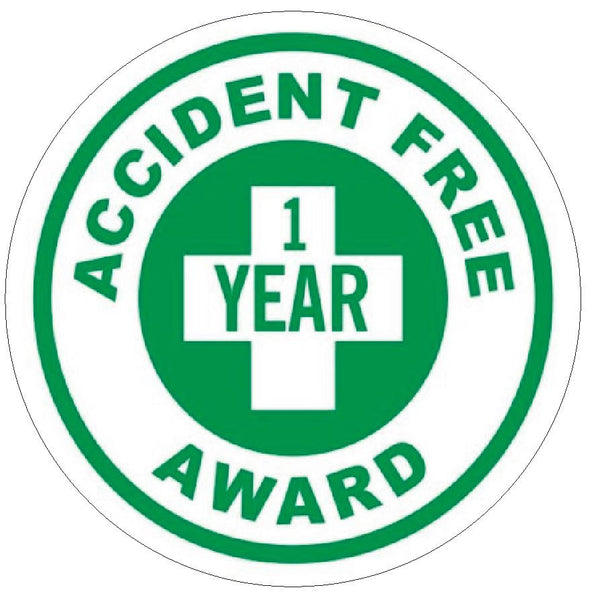 Accident Free 1 Year Award Hard Hat Decal Hardhat Sticker Helmet Label ...