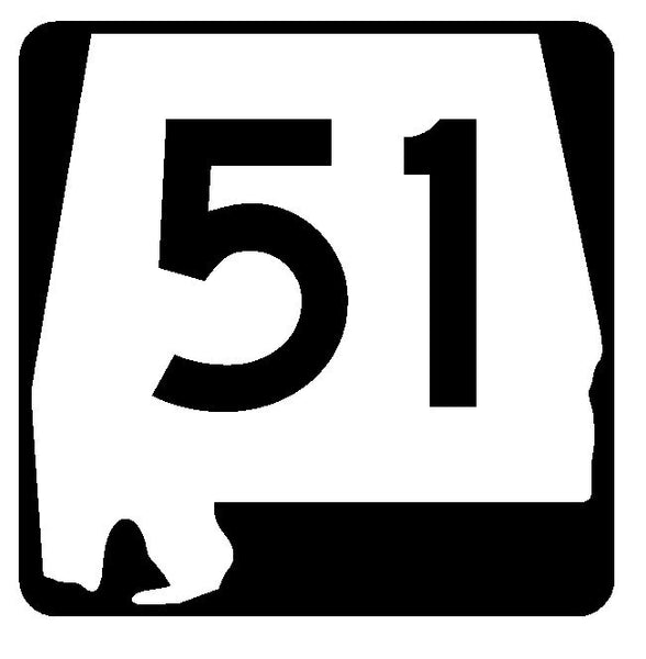 Alabama State Route 51 Sticker R4437 Highway Sign Road Sign Decal ...