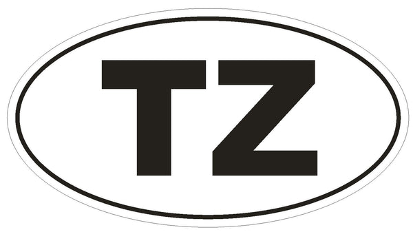 TZ Tanzania Oval Bumper Sticker or Helmet Sticker D2035 Country Code ...