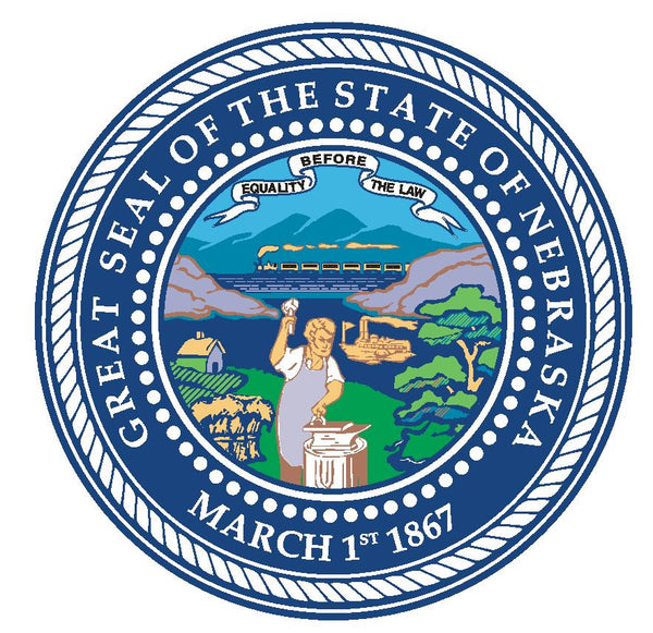 Nebraska State Seal Vinyl Sticker R544 – Winter Park Products